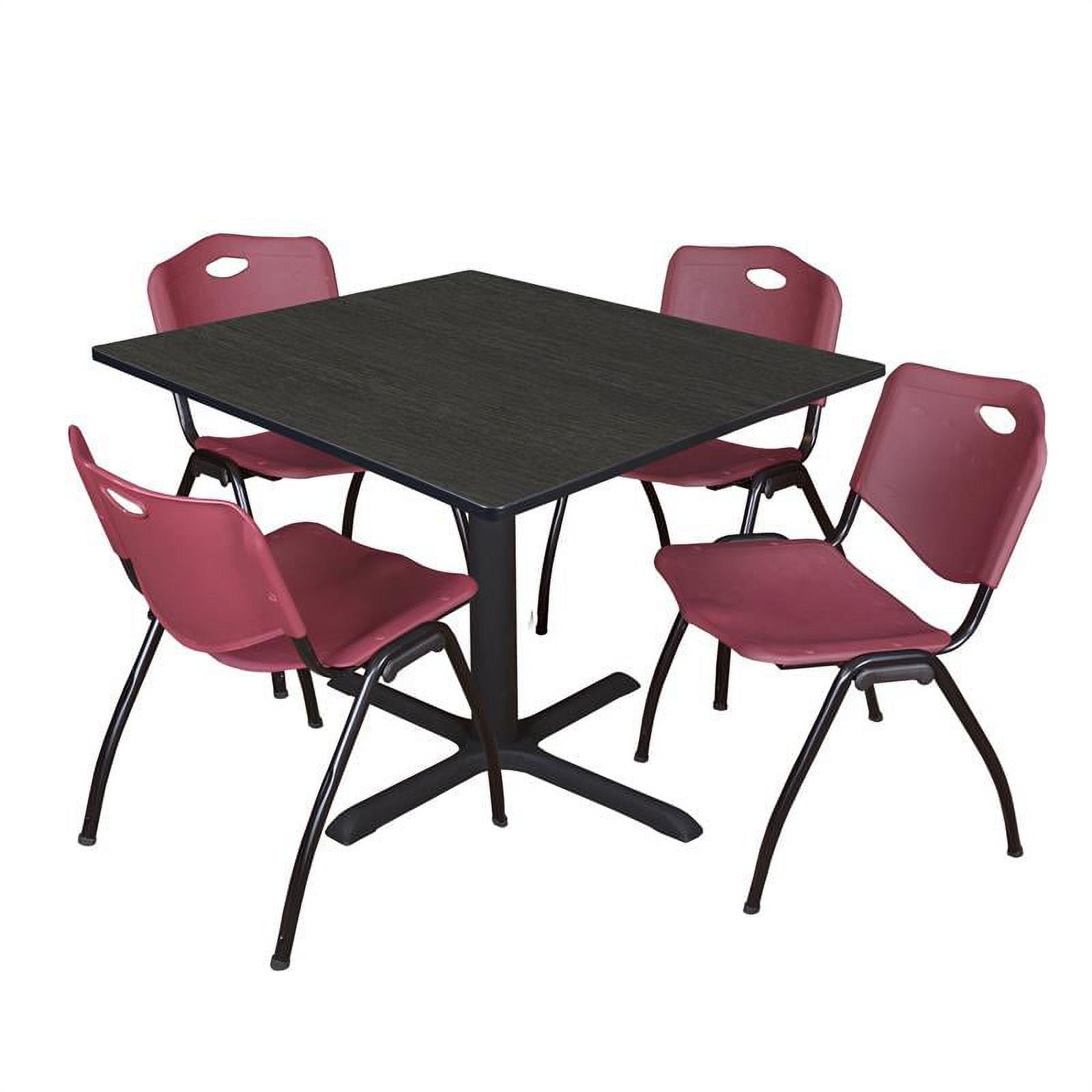 Cain 48 in. Square Breakroom Table- Ash Grey & 4 M Stack Chairs ...