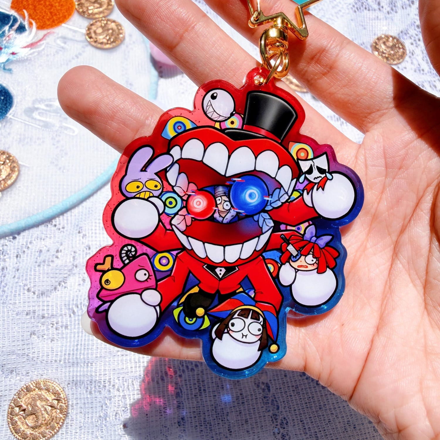 Caine? The Amazing Digital Circus - Colored Acrylic Glitter Keychain 3 ...