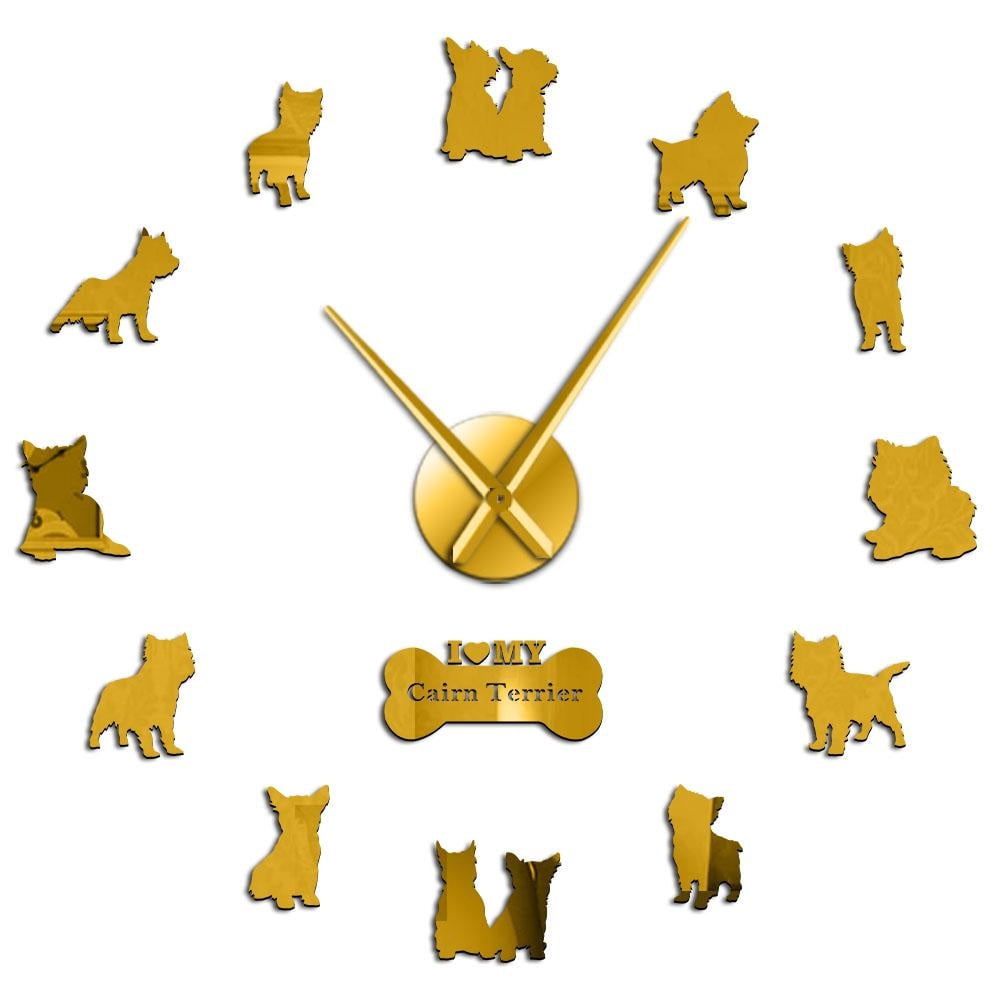 Cairn Terrier Dog Silouette Frameless Wall Clock Stickers, DIY Modern ...