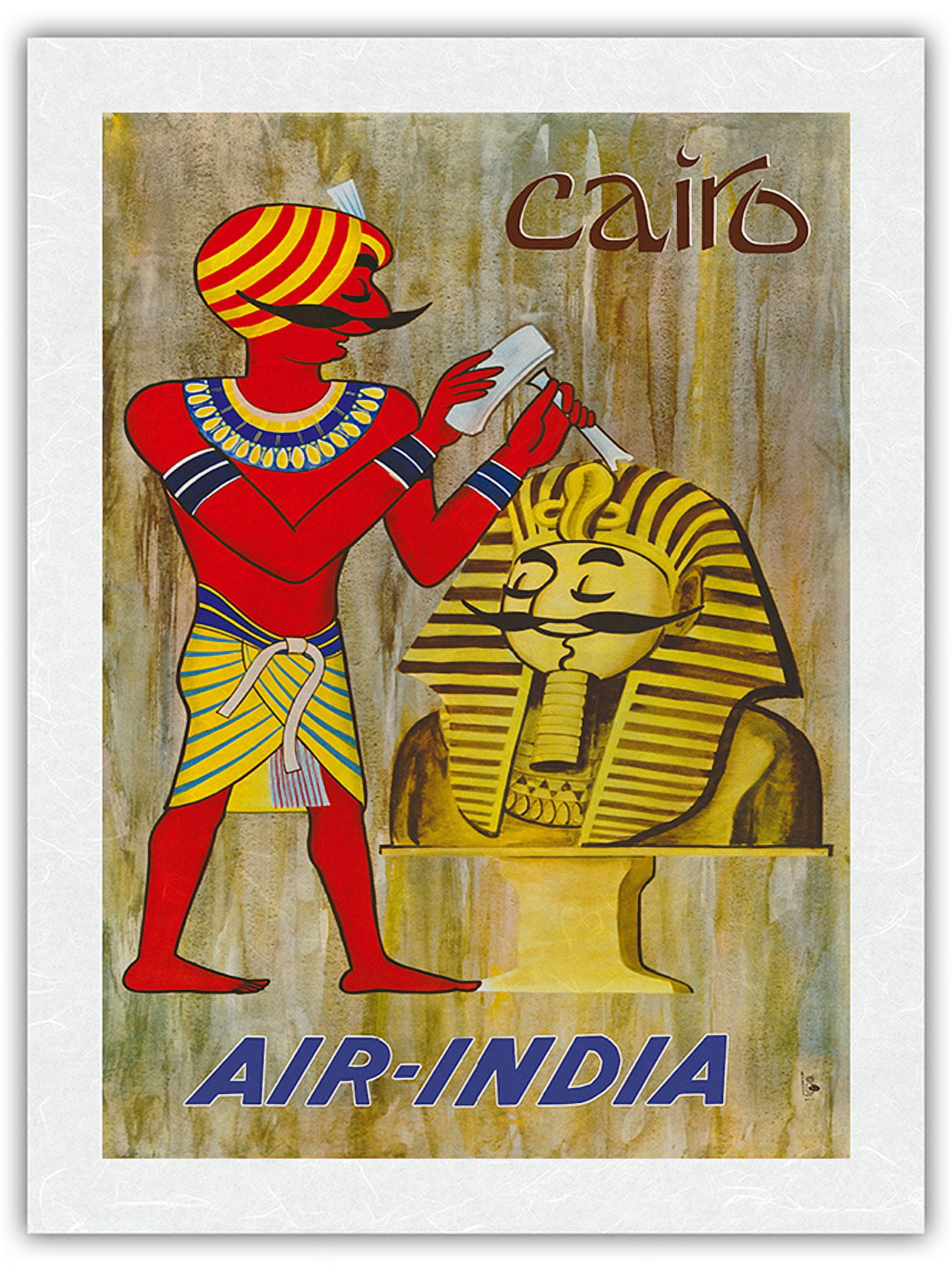 Cairo Egypt - Maharajah as Sphinx Statue - Air India - Vintage Airline ...