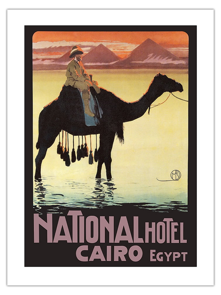 Cairo Egypt - National Hotel - Vintage Travel Poster by Mario Borgoni c ...