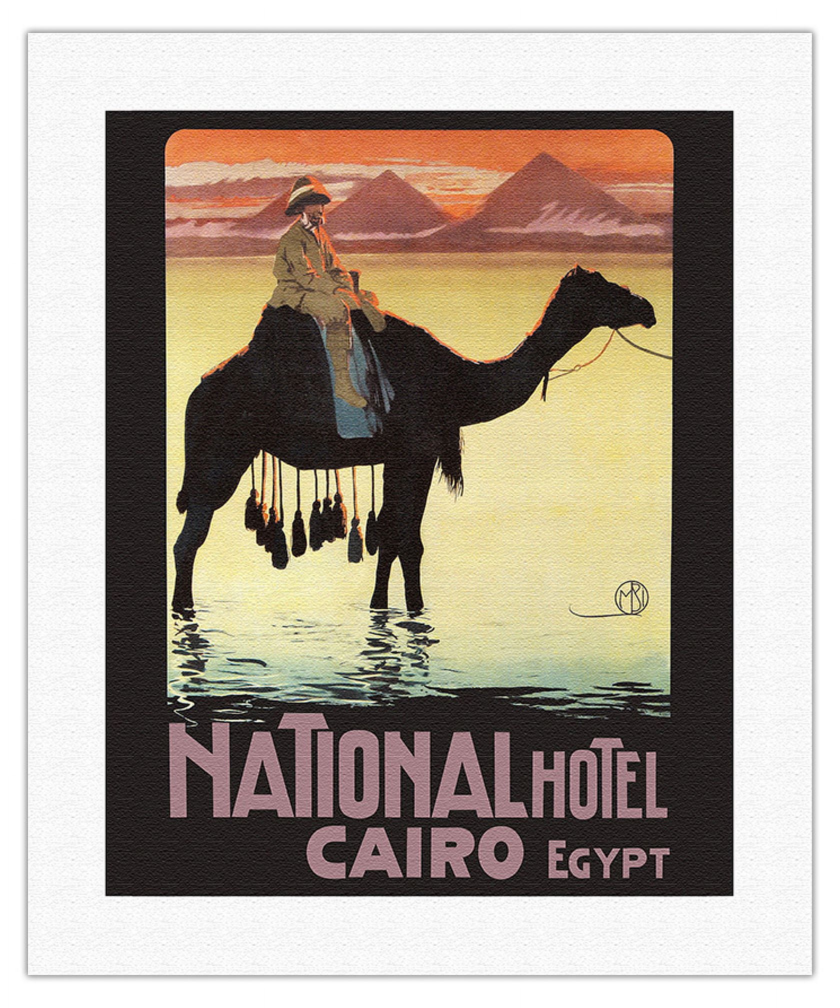 Cairo Egypt - National Hotel - Vintage Travel Poster by Mario Borgoni c.1905 - Fine Art Rolled ...