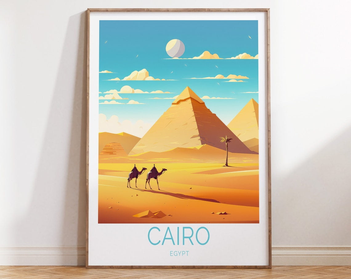 Cairo Egypt Pyramids Travel Poster, Cairo Egypt Pyramids Poster, Cairo ...