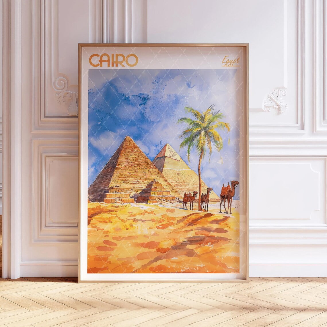Cairo Pyramids Egypt Pastel Travel Poster, Stretched Size 12x18 ...