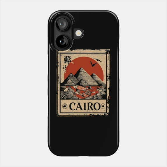 Cairo Pyramids Red Sun Vintage Japanese Style Print Case for iPhone 11,12,13,14,15,16,17 ...