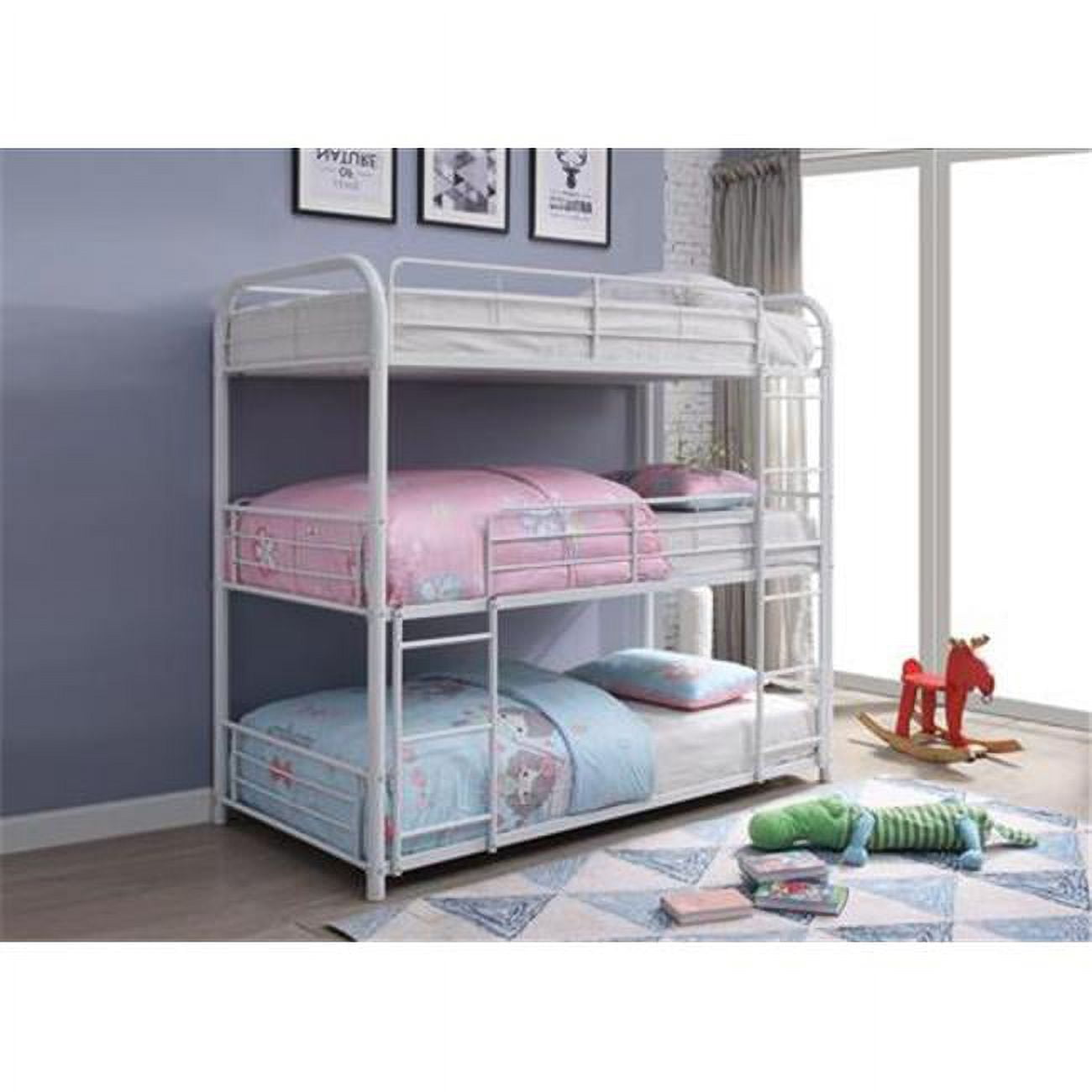 Cairo Triple Bunk Bed - Full Size, White - 2 Piece - Walmart.com