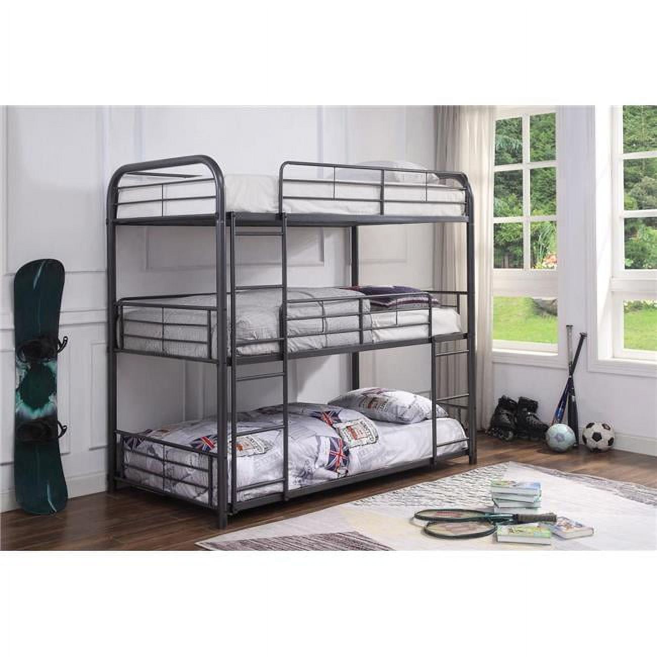 Cairo Triple Bunk Bed - Twin Size, Gunmetal - 2 Piece - Walmart.com