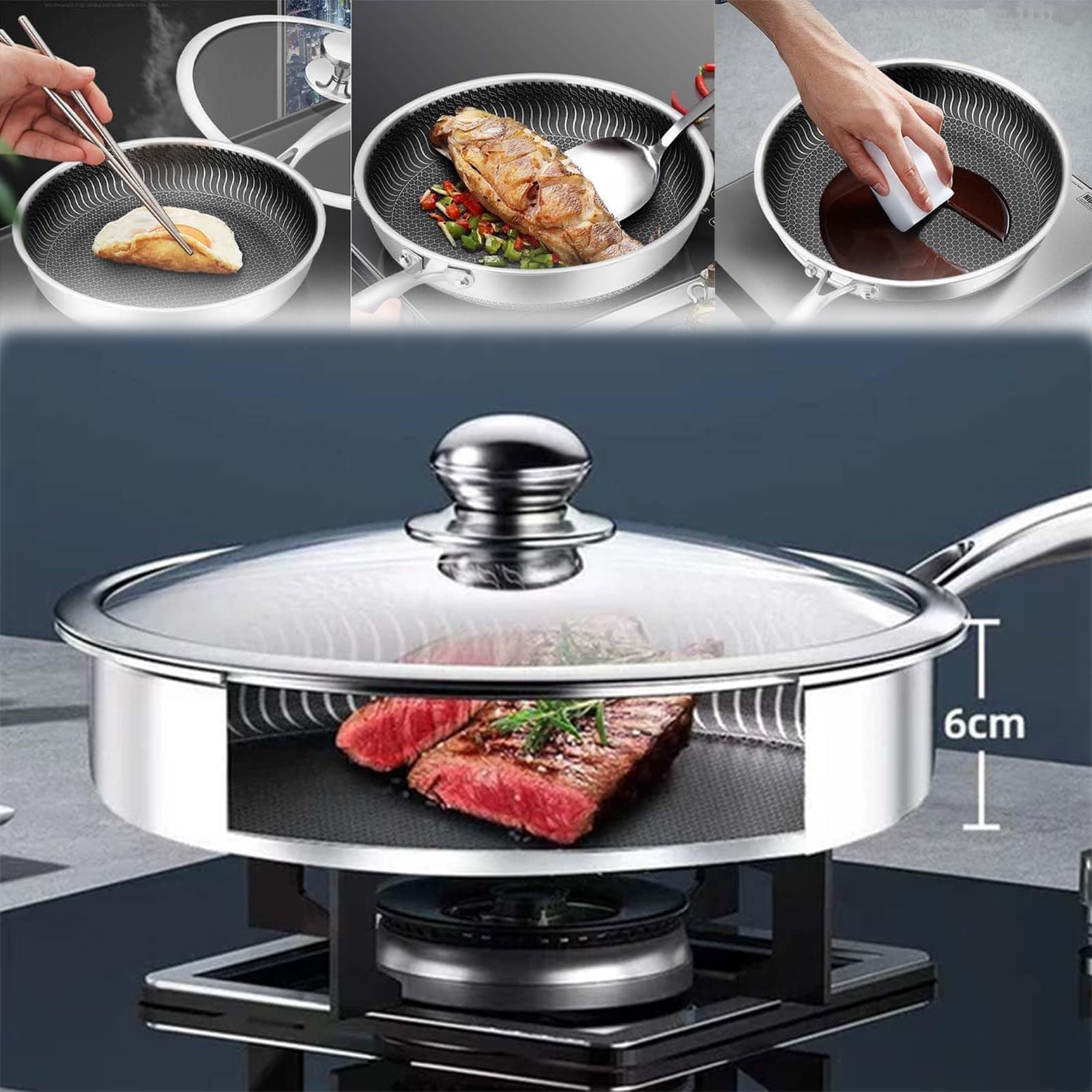 Cairoe Premium Non-Stick Pan with Lid, Yearoneis Multifunctional ...