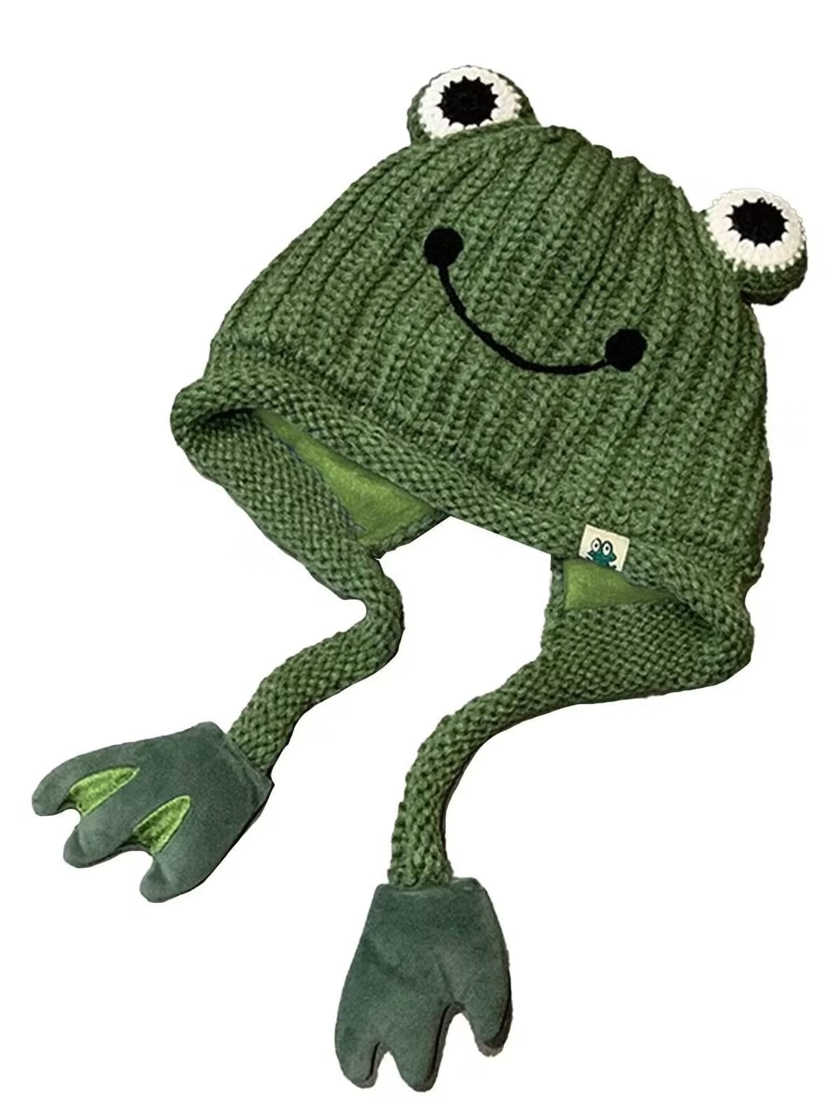 Caistre Women's & Kids Cute Frog Hat, Crochet Knitted Big Eye Winter ...