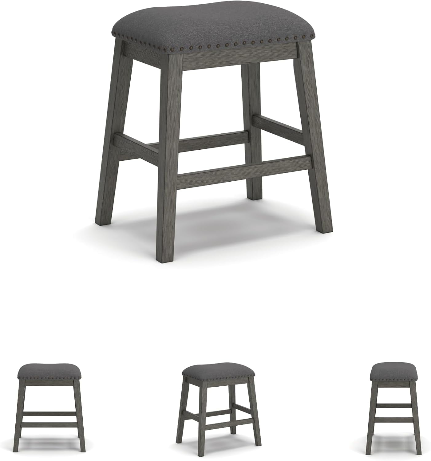 Caitbrook Rustic Counter Height Bar Stools, 24.4 Inch Upholstered ...