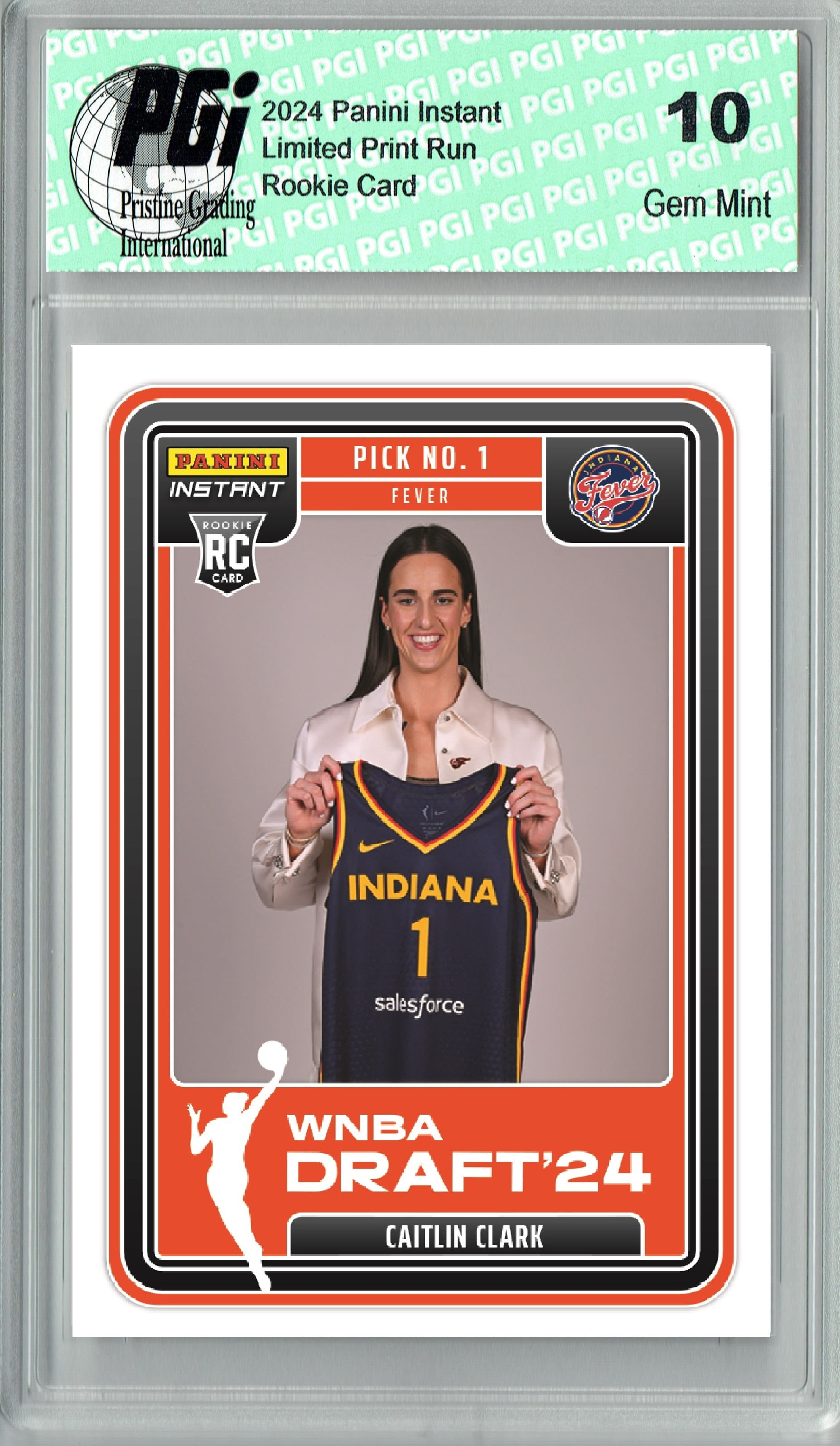 Panini Caitlin Clark 2024 WNBA Draft Night Rookie Card PGI 10 Indiana ...