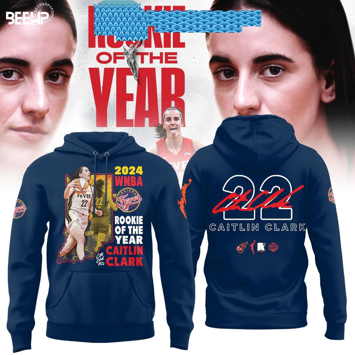 Caitlin Clark 2024 WNBA Rookie Of The Year Indiana Fever Hoodie T-Shirt - Walmart.com