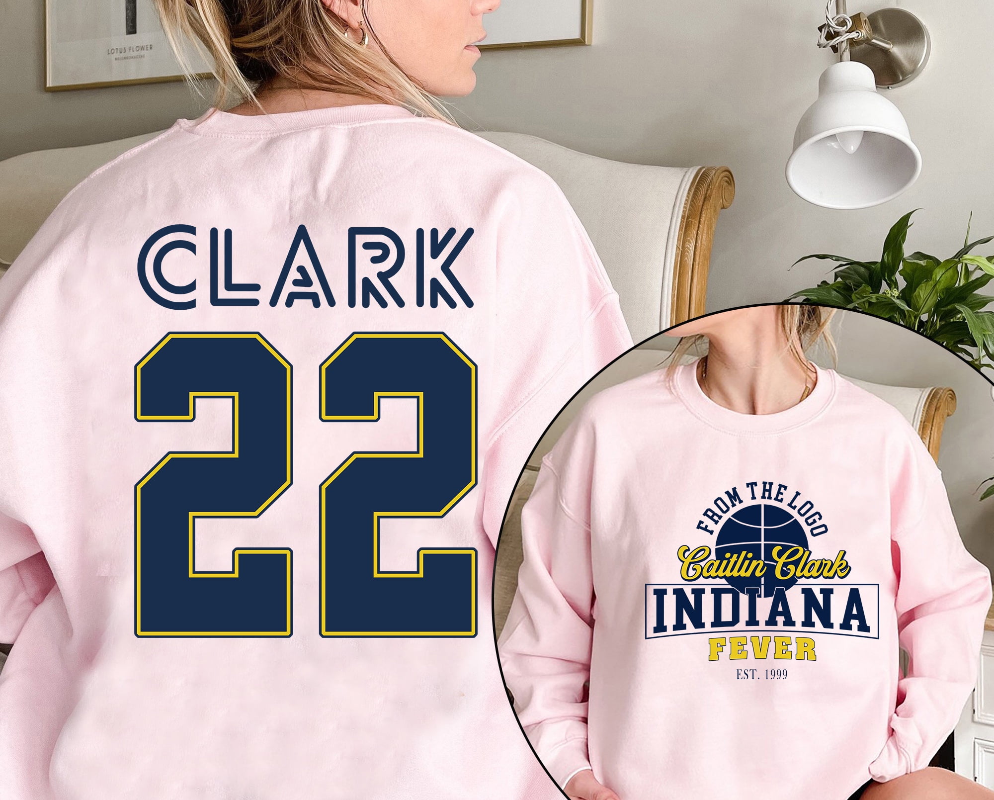 Caitlin Clark #22 Indiana Fever Sweatshirt, Clark 22 Double Sided ...