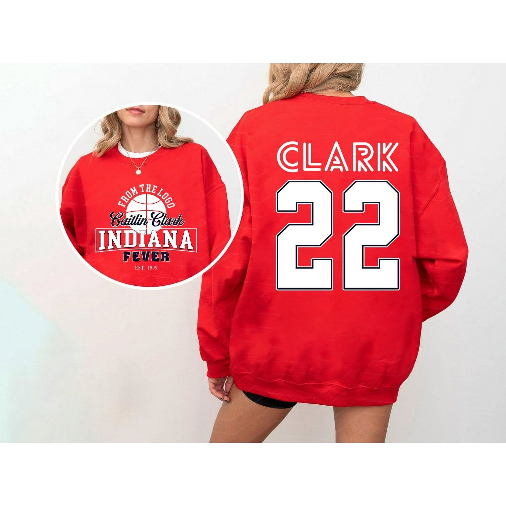 Caitlin Clark #22 Indiana Fever Sweatshirt, Double Sided Basketball ...