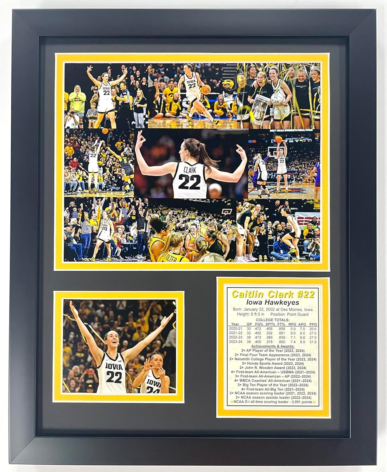 Caitlin Clark #22 | Iowa Hawkeyes Basketball Collectible | Legends Never Die | Framed Double ...
