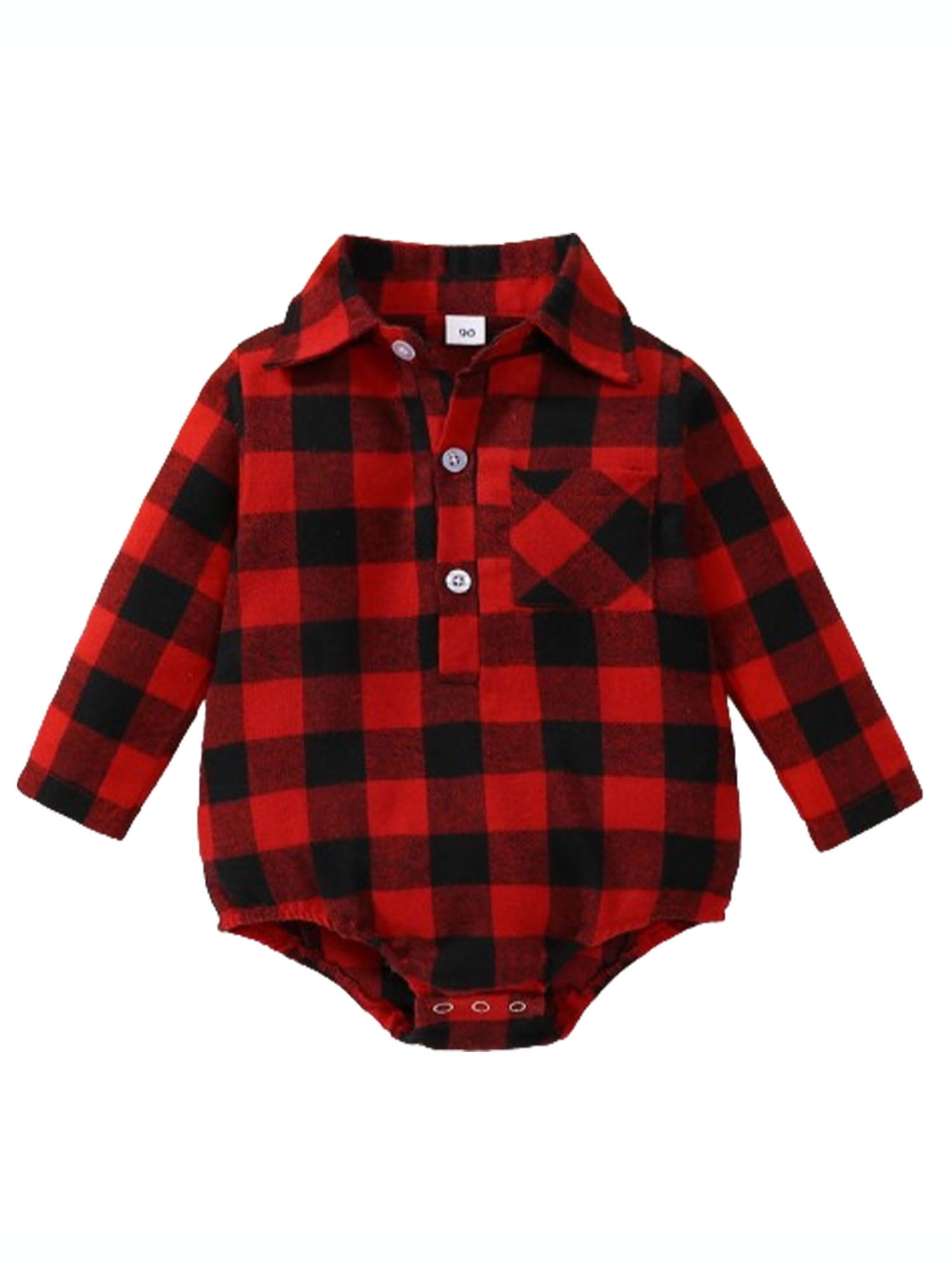 Caitzr Baby Boy Girl Christmas Flannel Print Plaid Shirt Long Sleeve ...