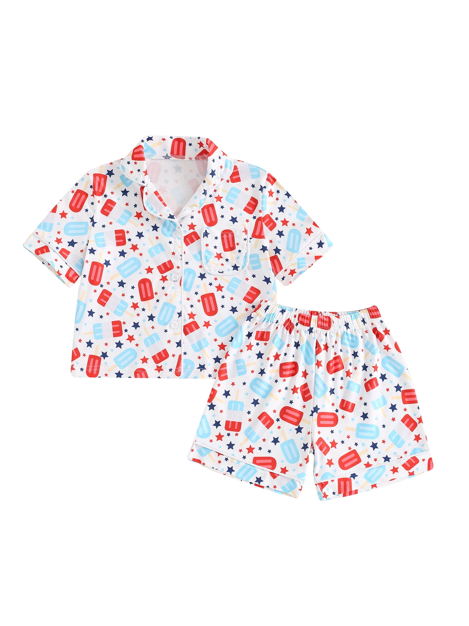 Caitzr Boys Girls 4th of July Pajamas Set, Star Print Short Sleeve ...