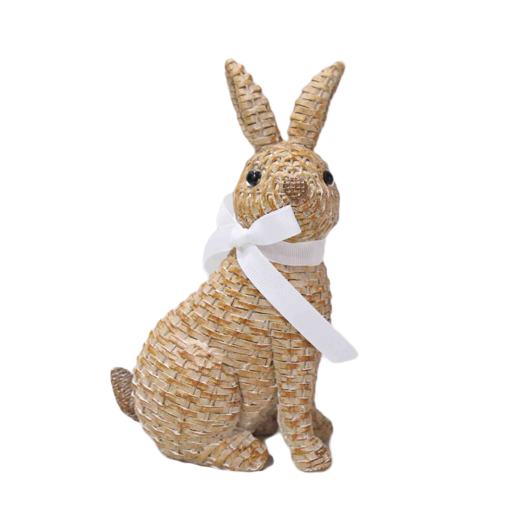 Caitzr Cute Rabbit Desktop Decor Sculpture Resin Rattan Lovely Bunny ...