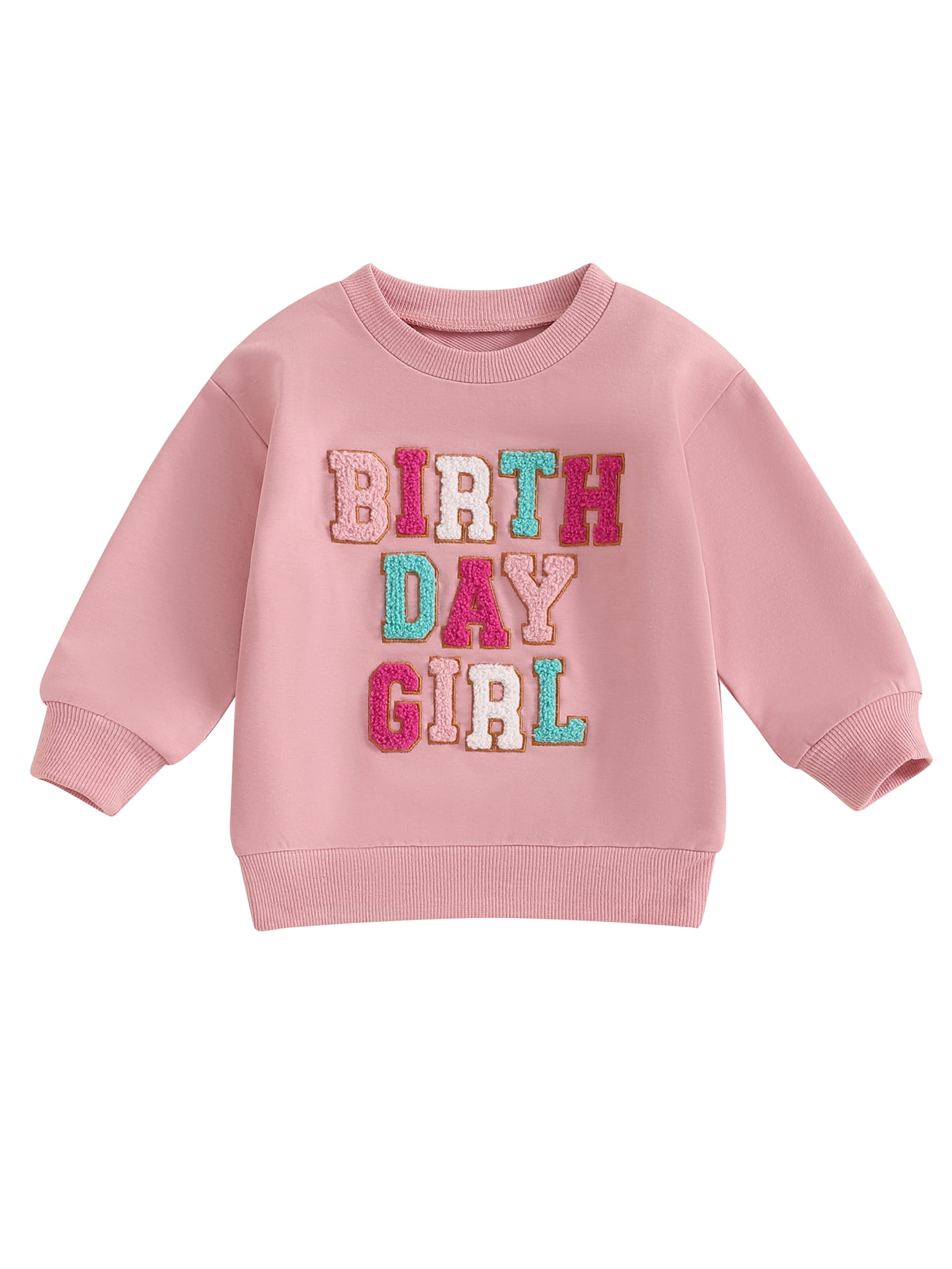 Caitzr Little Girls Sweatshirt Letter Embroidered Long Sleeve Pullover ...