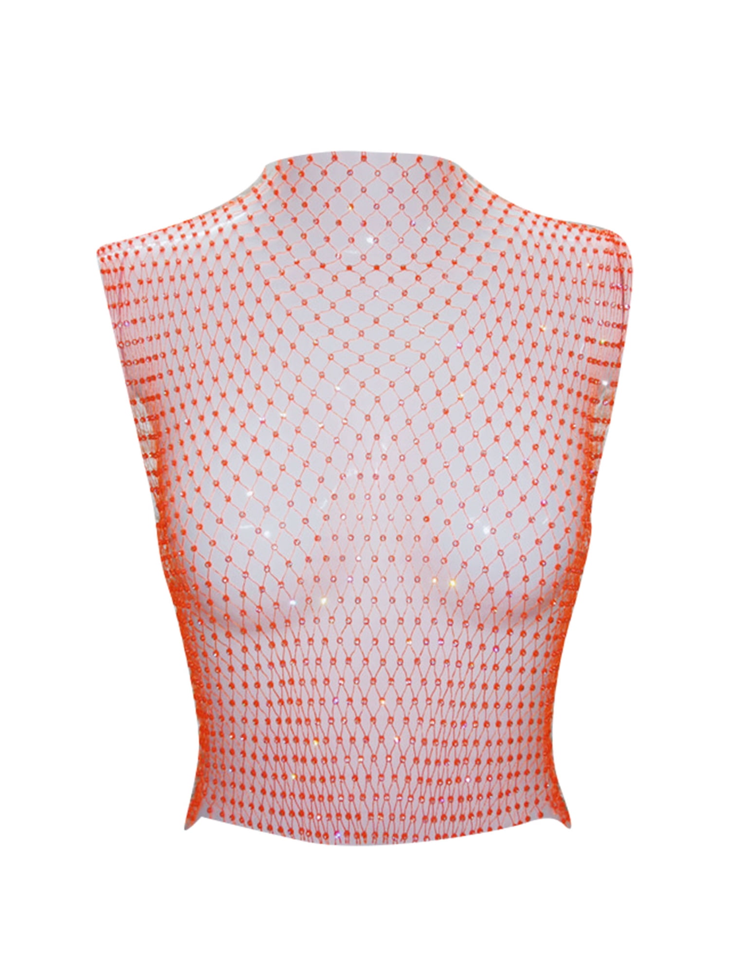 Caitzr Mesh Midriff-baring Tops, Sleeveless Hollow Perspective Tank Top ...