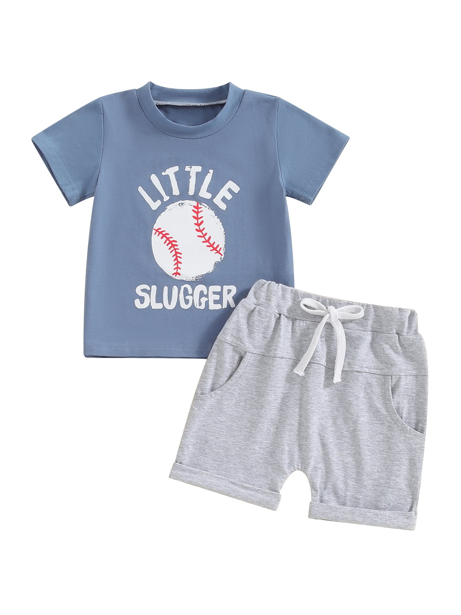 Caitzr Newborn Baby Boy Summer 2 Piece Outfits Round Neck Short Sleeve Letter Ball Print Tops ...