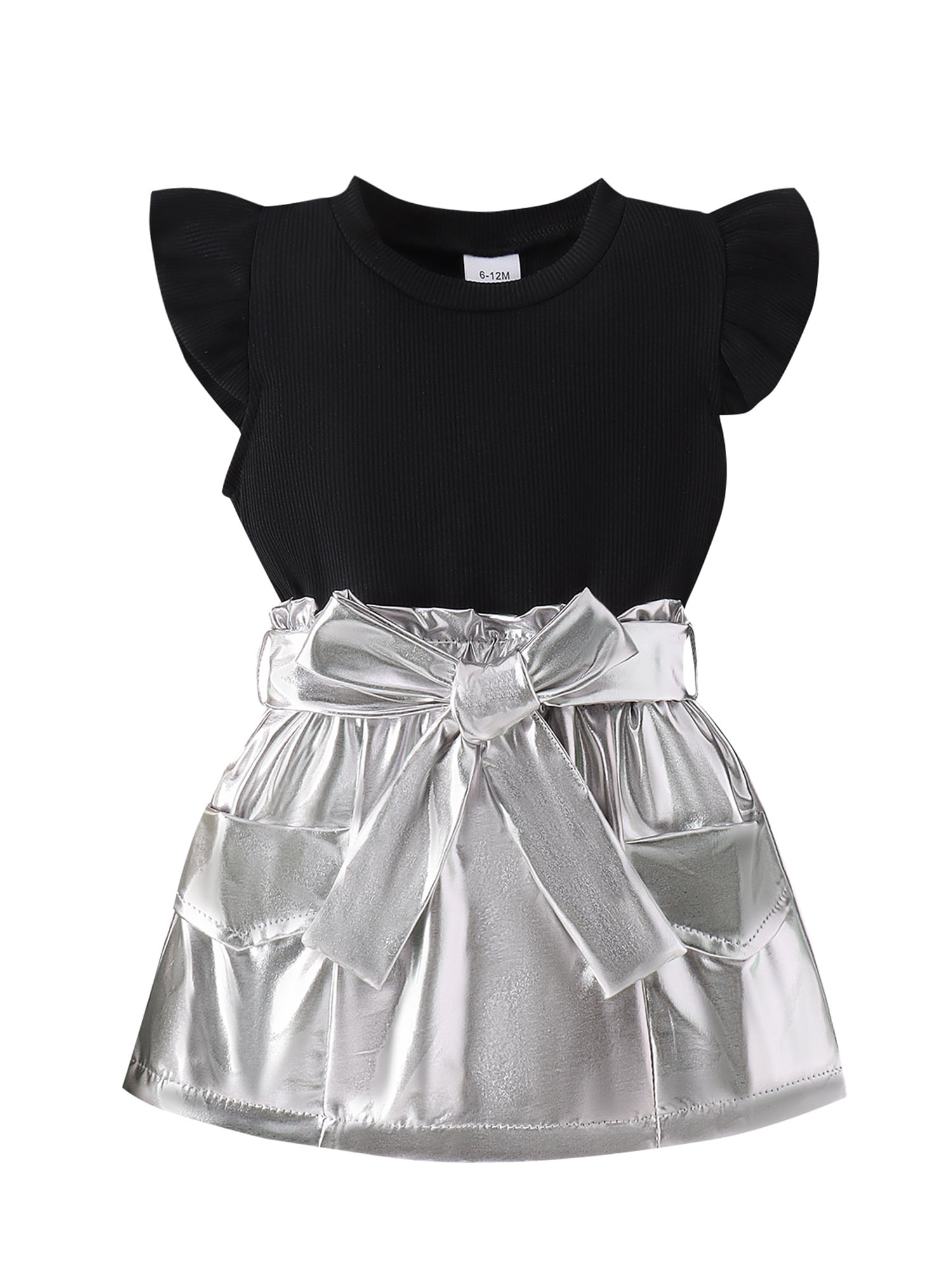 Caitzr Newborn Baby Girl 2 Piece Outfit Flying Sleeve Ribbed Tops ...