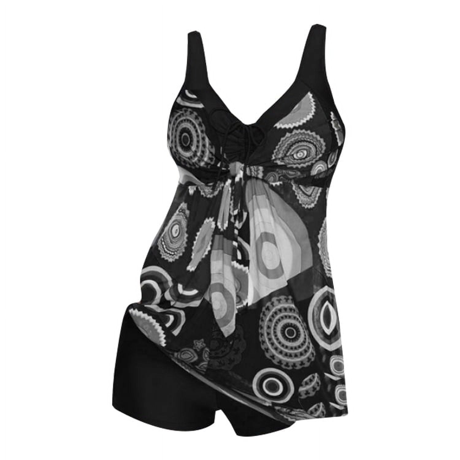 Women Plus Size Swimwear Printed Bathing Suit Chest Pleated Summer ...