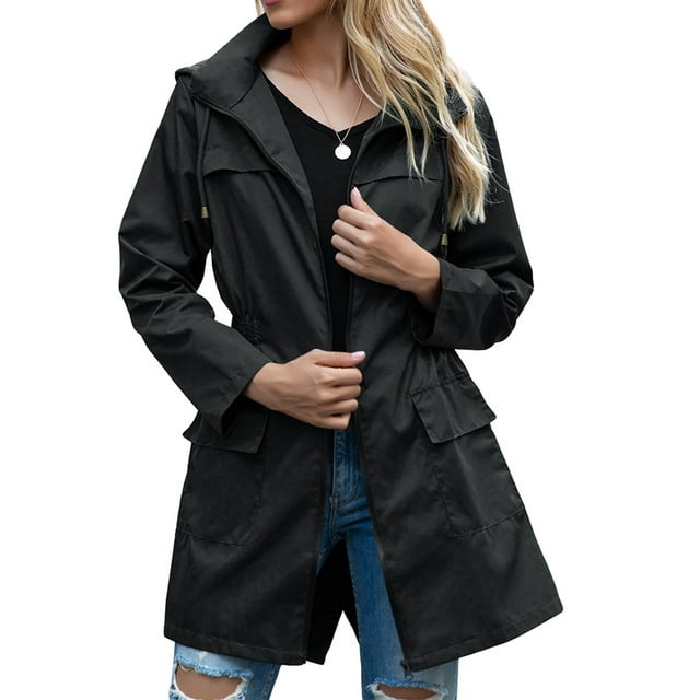 Caitzr Women Waterproof Lightweight Rain Jacket Active Outdoor Hooded Raincoat - Walmart.com