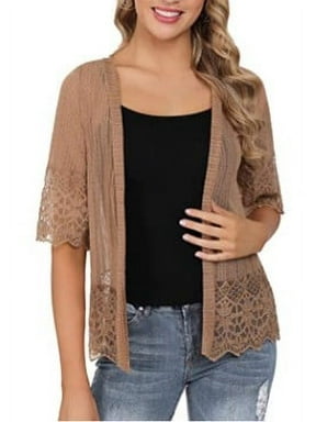 Allegra K Women's Ruched Short Sleeve Shrugs Bolero Cropped Open Front Cardigan - Walmart.com