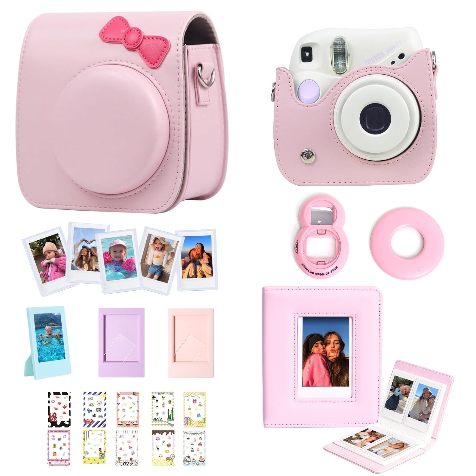 Caiyoule Accessories, Fuji Mini SE/7+ Camera Kit, Pink Bow, Includes ...