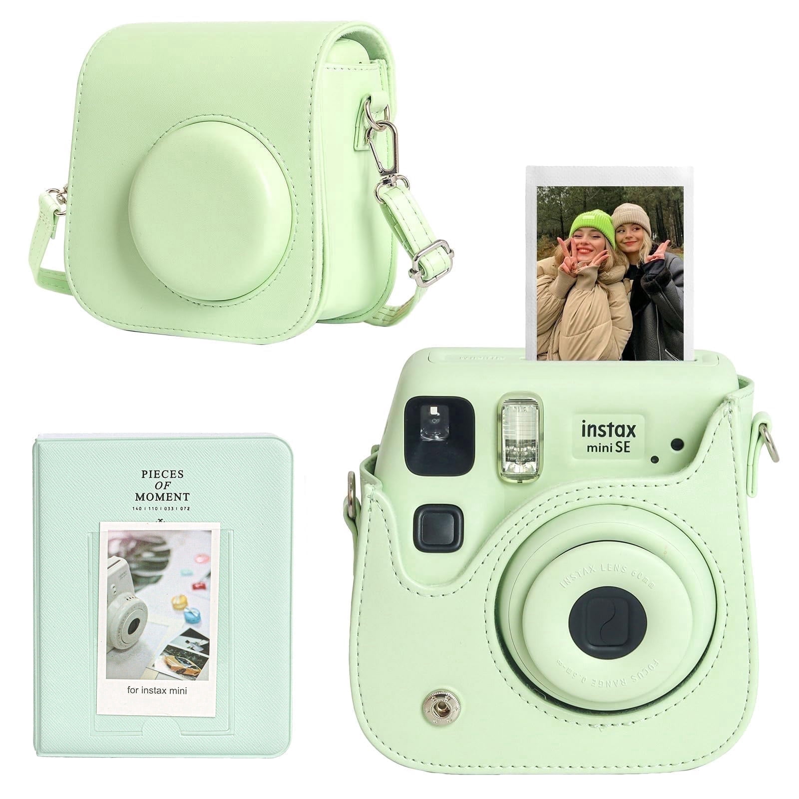 Caiyoule Instax Mini SE/7+ Camera Case, Green, Adjustable Strap, 64 ...