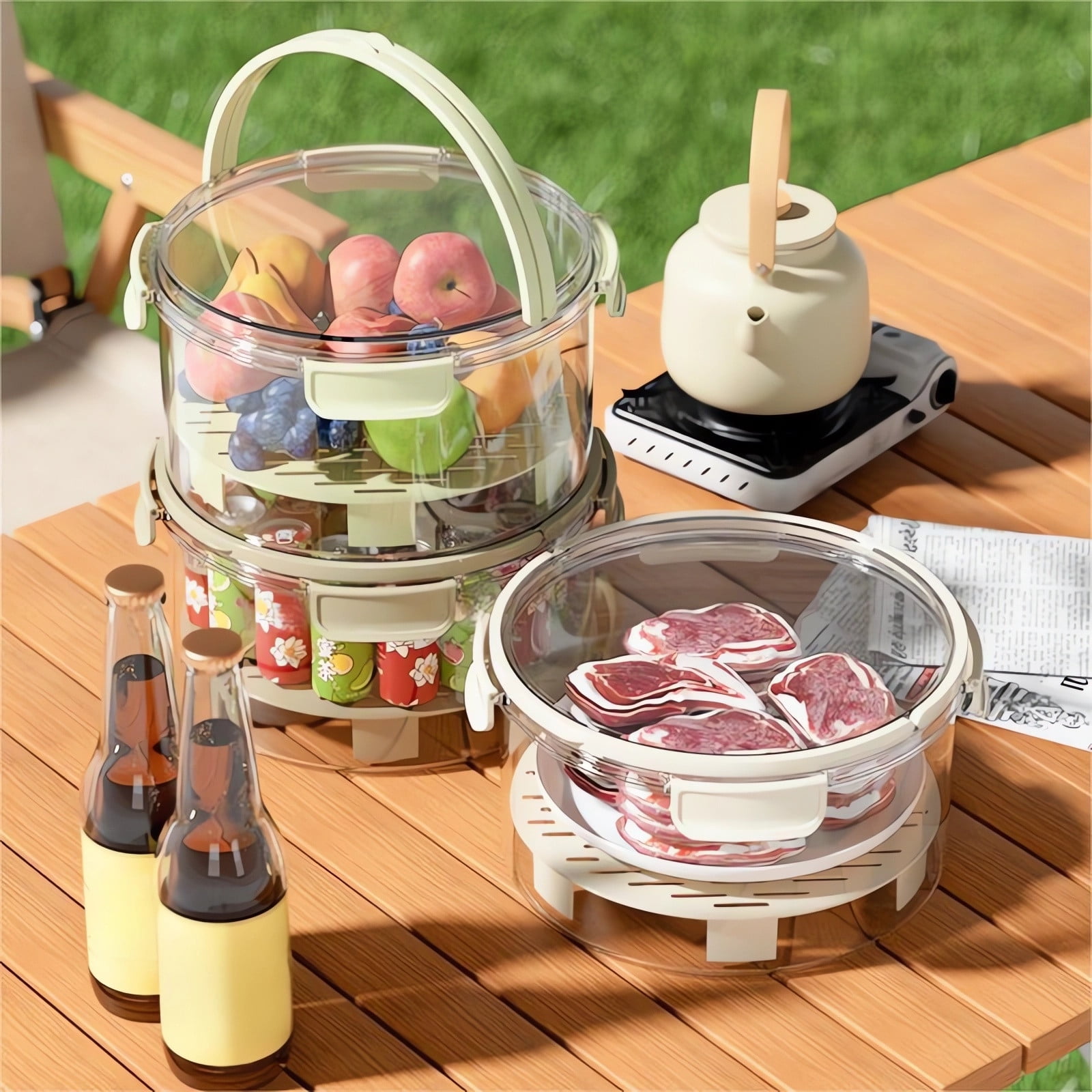 Caja contenedora de alimentos portátil, caja de contenedor de alimentos ...