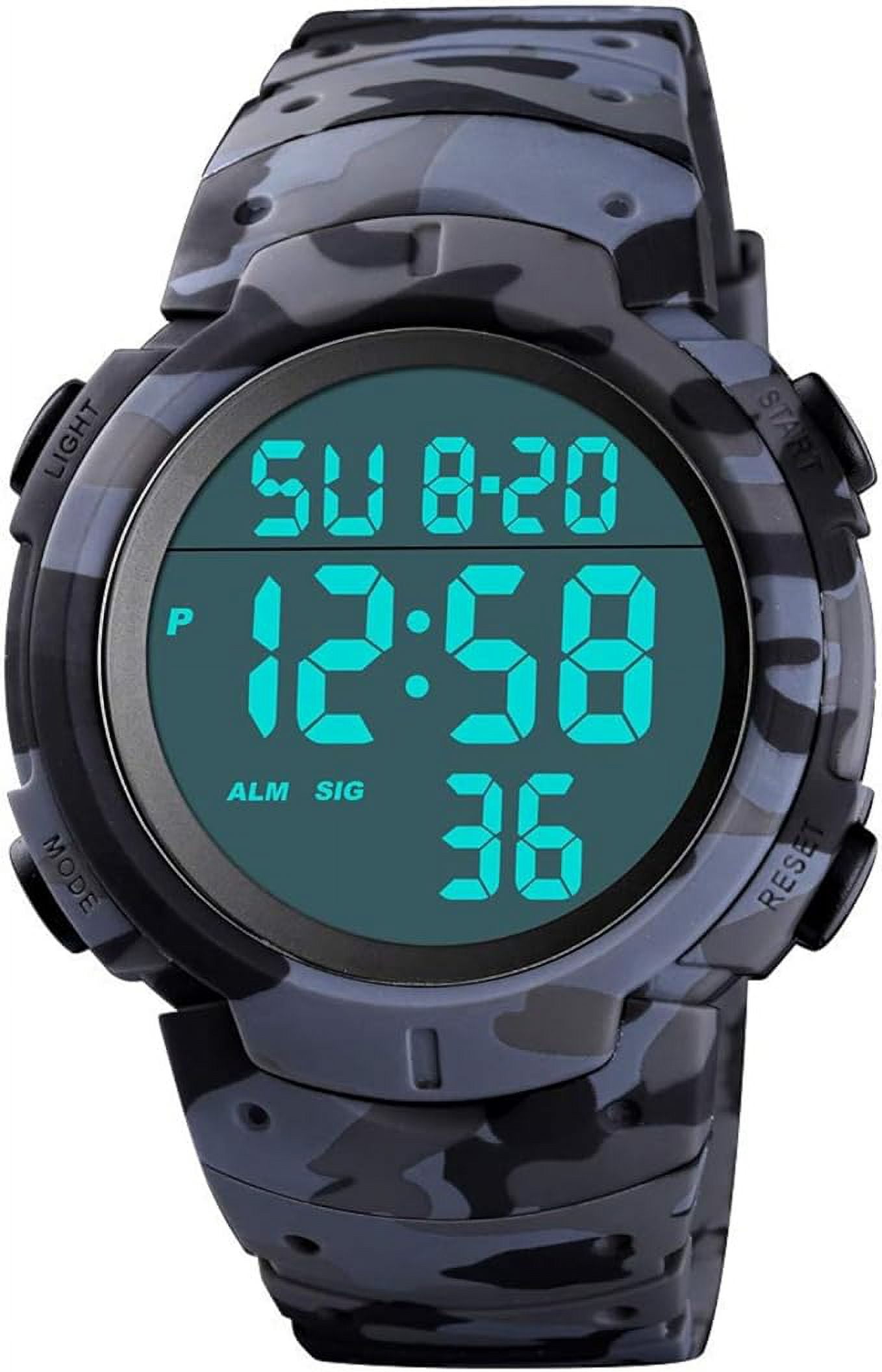 CakCity Mens Digital Sports Watch LED Screen Large Face Military ...