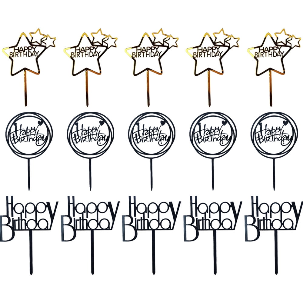 Cake Adornment Excellence, Happy Birthday Cake Toppers, Elegant Acrylic ...