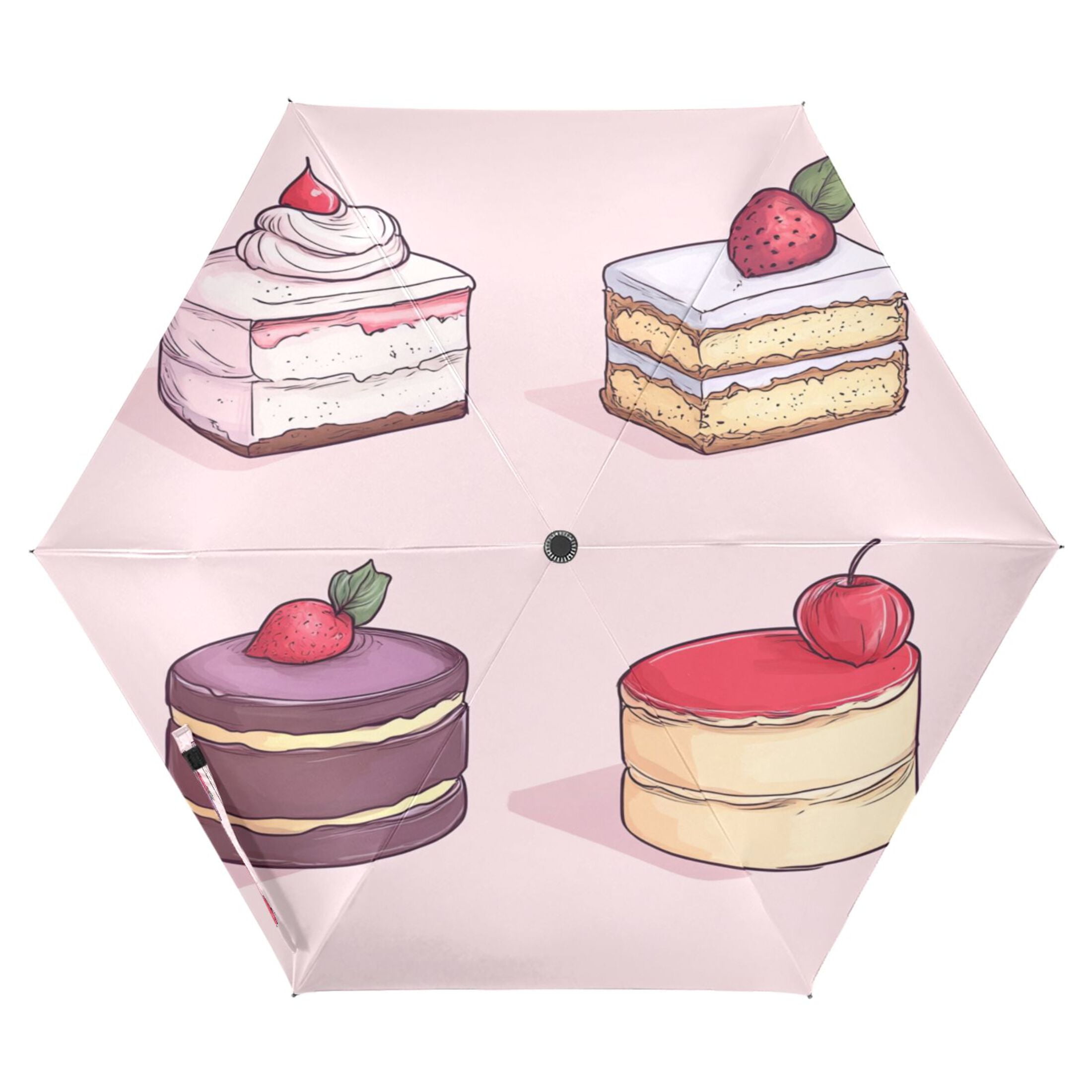 Cake Background Image Folding Umbrella UV50+ Waterproof Sun Protection Auto Open Close Compact ...