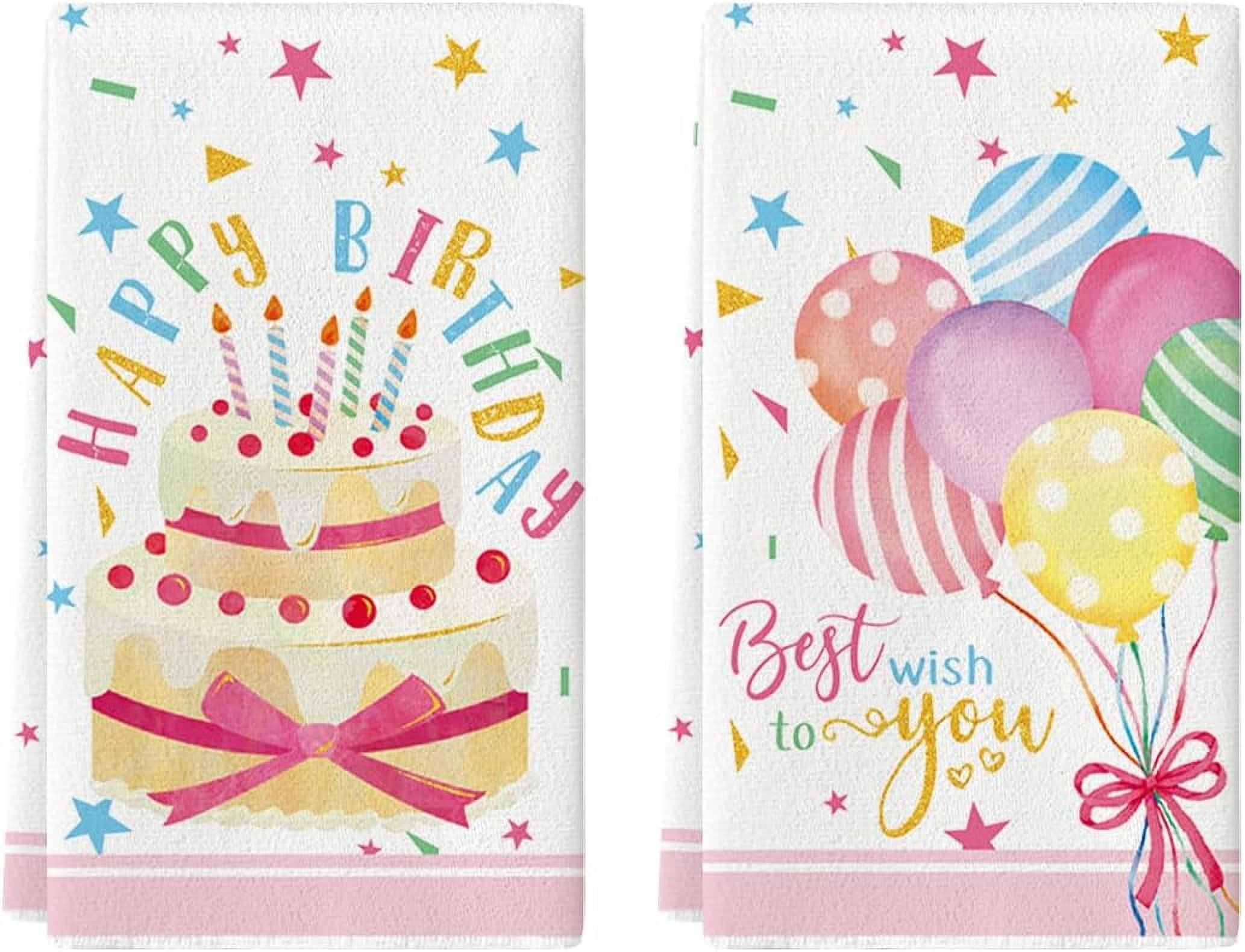 Cake Balloons Happy Birthday Kitchen Towels Dish Towels, 18x26 Inch ...