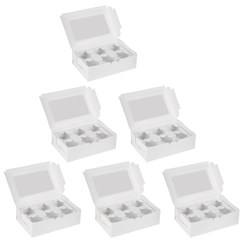STRANDCHIC Cupcake Boxes with Clear Window, 6-Pack Decorative Cupcake ...
