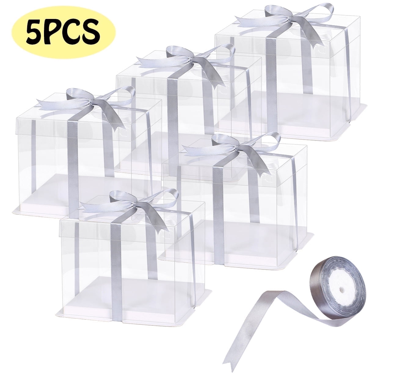 Cake Boxes Tall Cake Carrier Containers with Lid & Ribbon Bakery Boxes ...