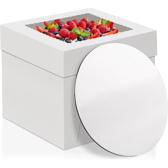 Cake Box with Cake Boards, 2 Pack 8 In Disposable Cake Carrier, Cakes ...