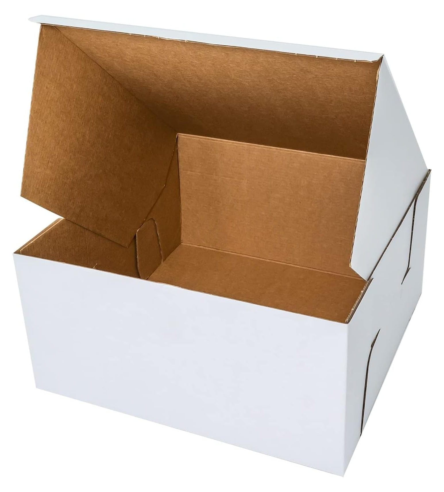 Cake Boxes 10x10x5, 50-Pack - Corrugated Cardboard Boxes White/Brown ...