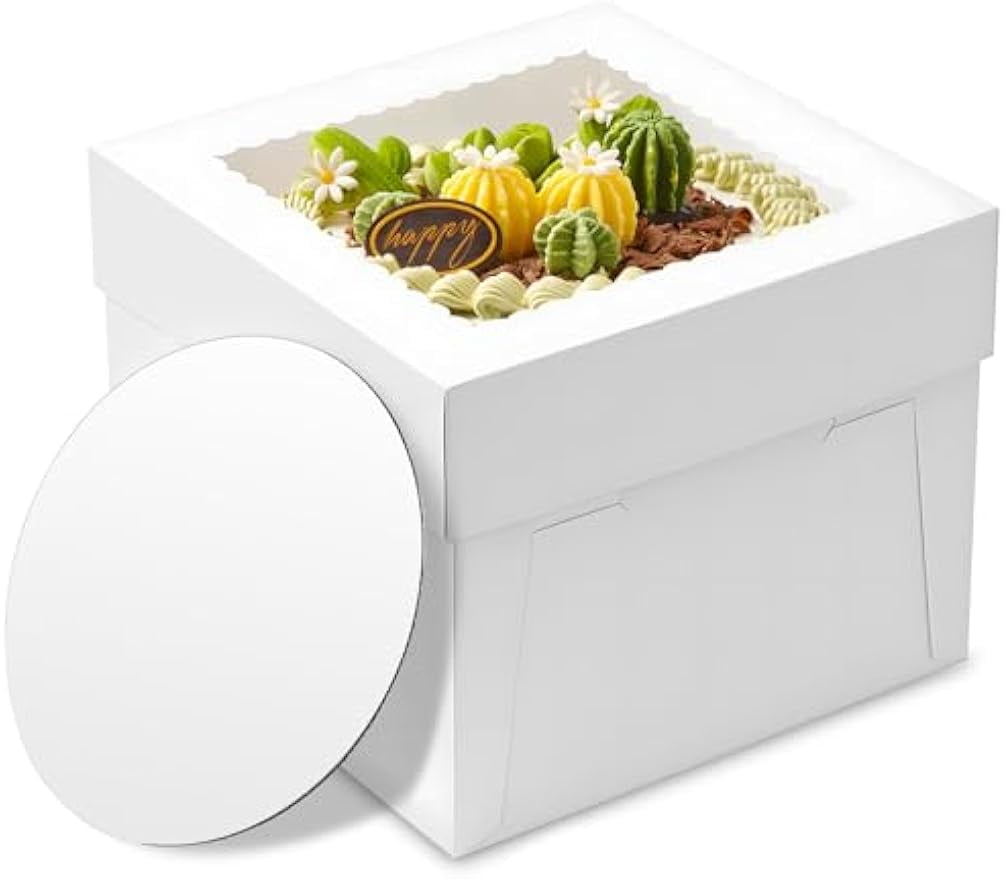 Cake Boxes,Cake Box With Viewing Window and Cake Board and Stickers ...