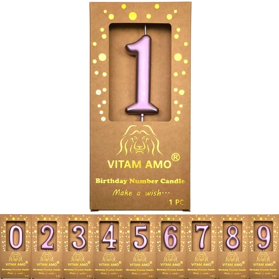 VITAM AMO Vintage Lavender Number 1 Cake Candle for Birthdays, Tall ...