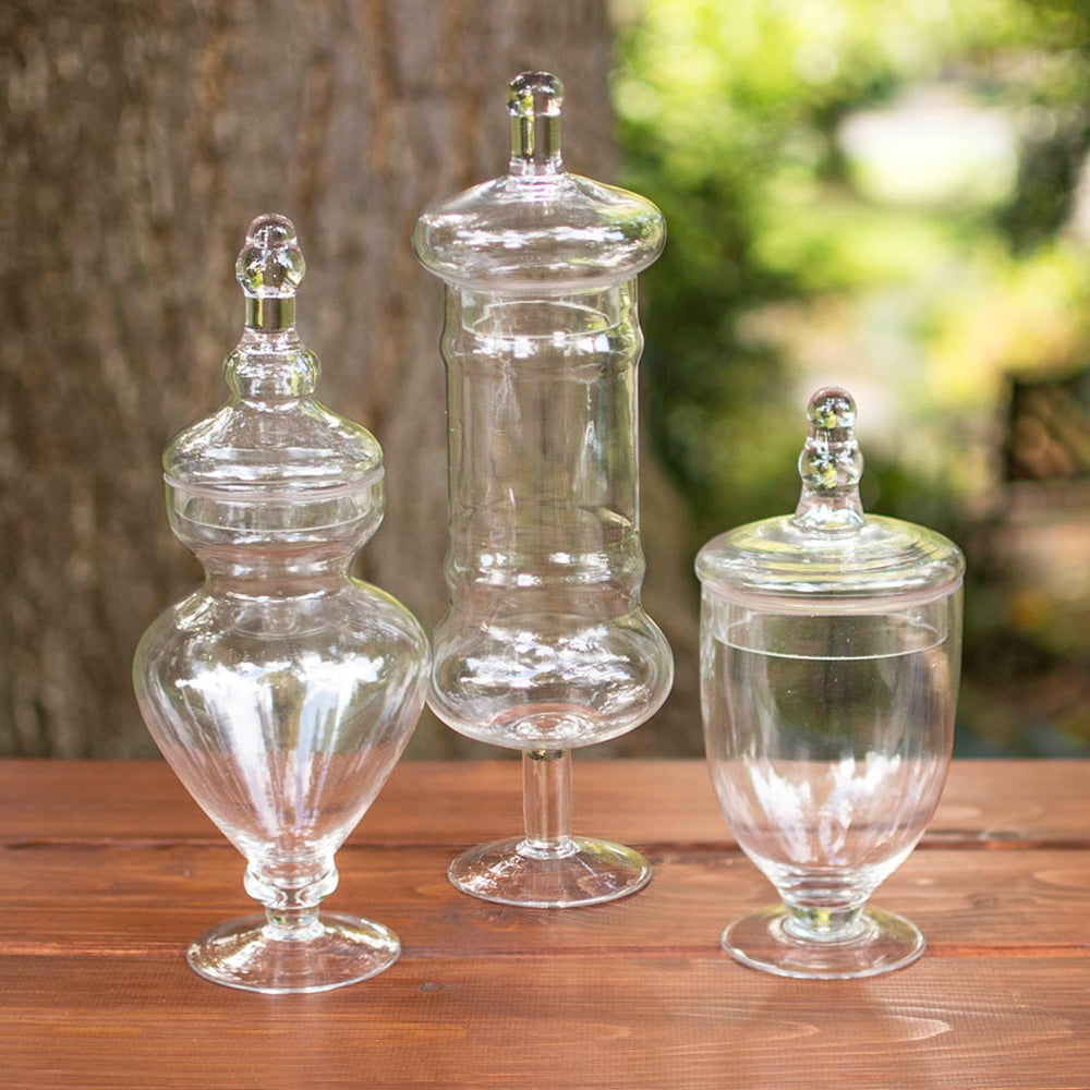 Cake & Candy Displays Apothecary Jars with Lids Clear Glass Assorted ...