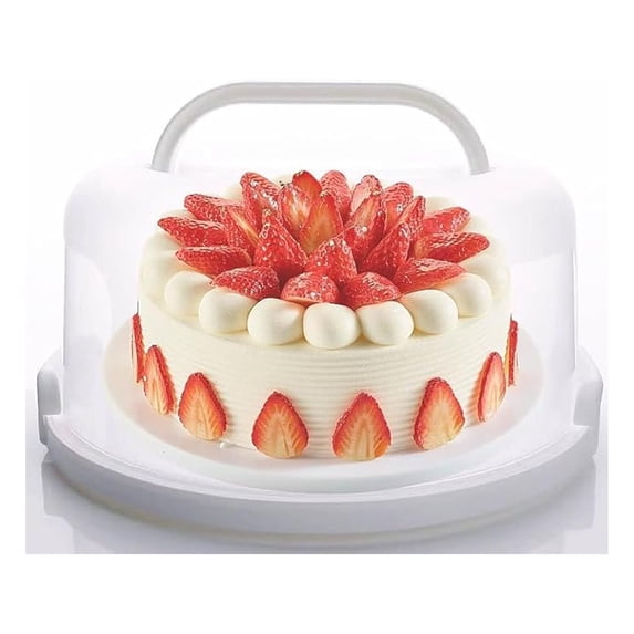 Cake Carrier 10 Inch with Lid & Handles - Round Cake Holder for ...