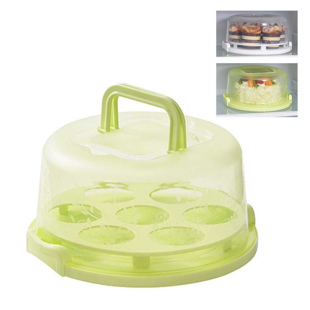 Gazdag Plastic Cake Carrier, Dome Tray with Lid, Cupcake Holder, Round ...