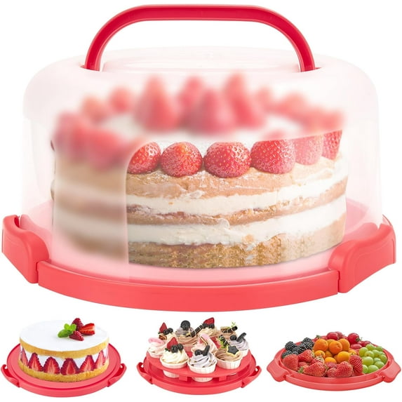Cake Carrier with Lid and Handle, BPA-Free Cake Containers Cake Holder ...