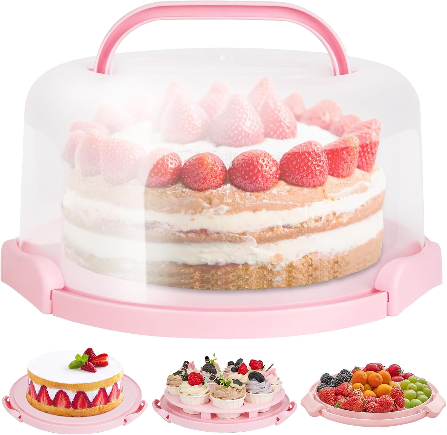 Cake Carrier with Lid and Handle, BPA-Free Cake Containers Cake Holder ...