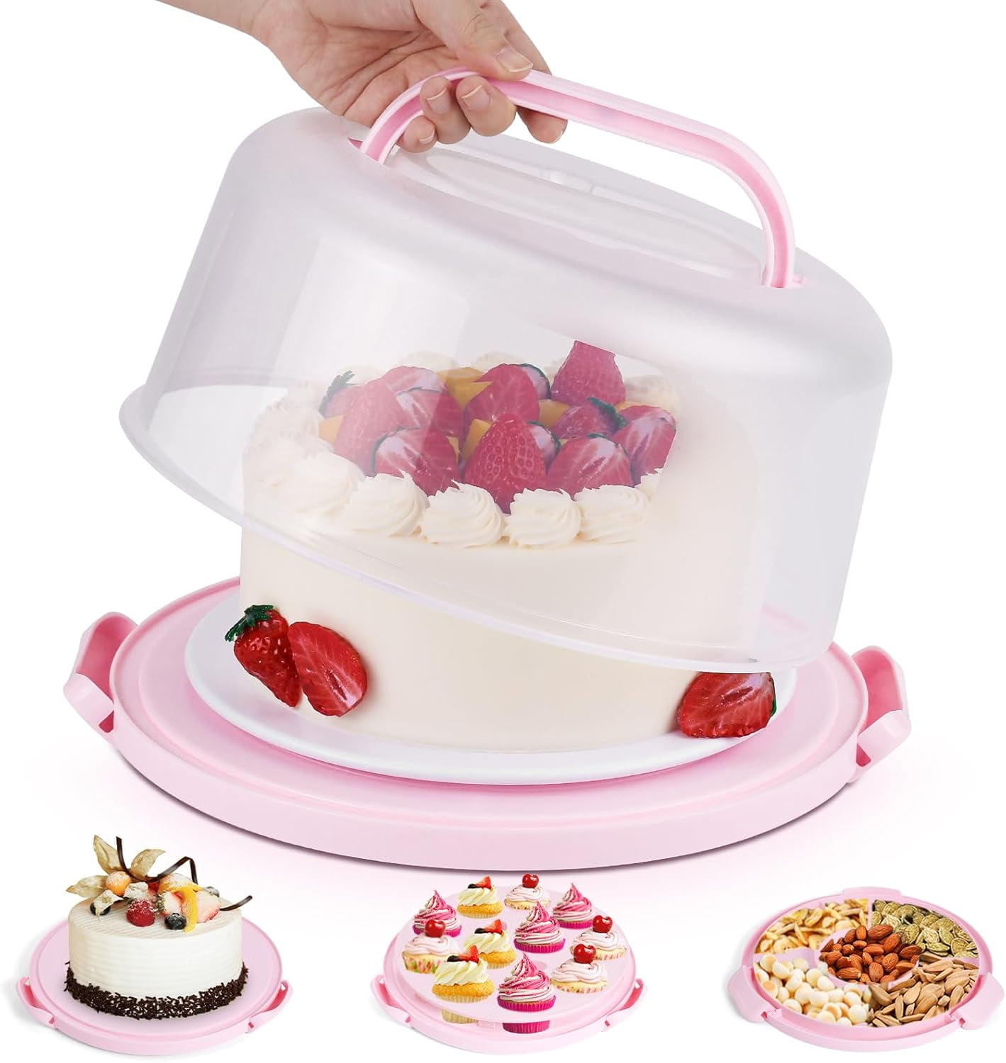 Cake Carrier with Lid and Handle, Cake Container Cupcake Holder for 10 ...