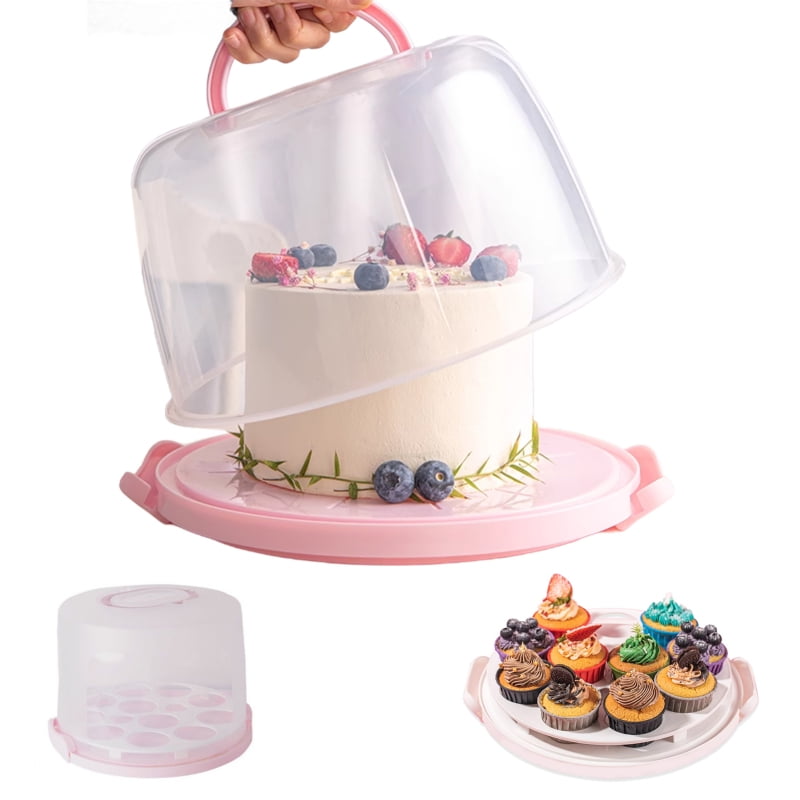 Cake Carrier with Lid And Handle Portable Cupcake Stand for 10-inch ...