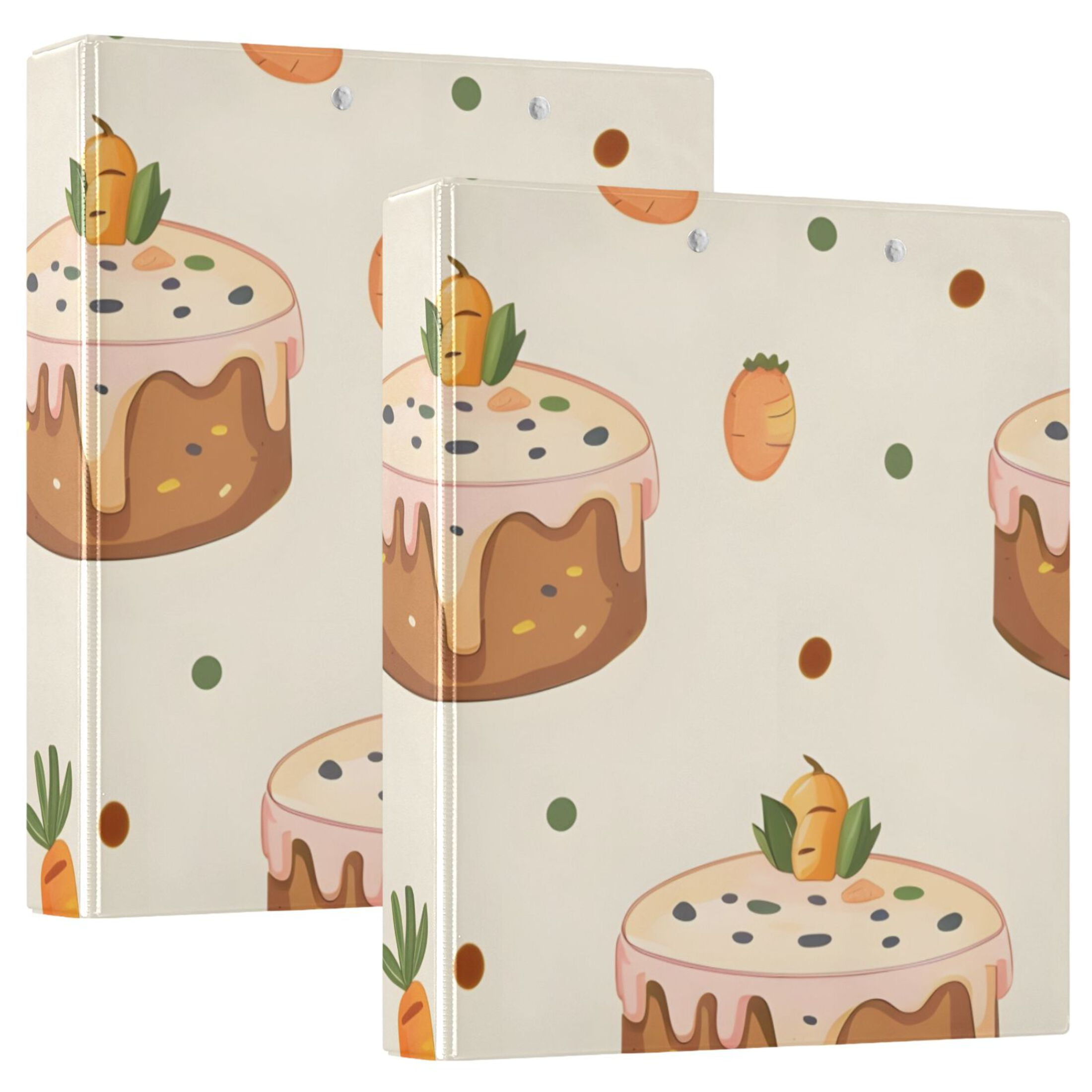 Cake Carrots 3 Ring Binders 1.5 inch Hardcover File Folders with ...